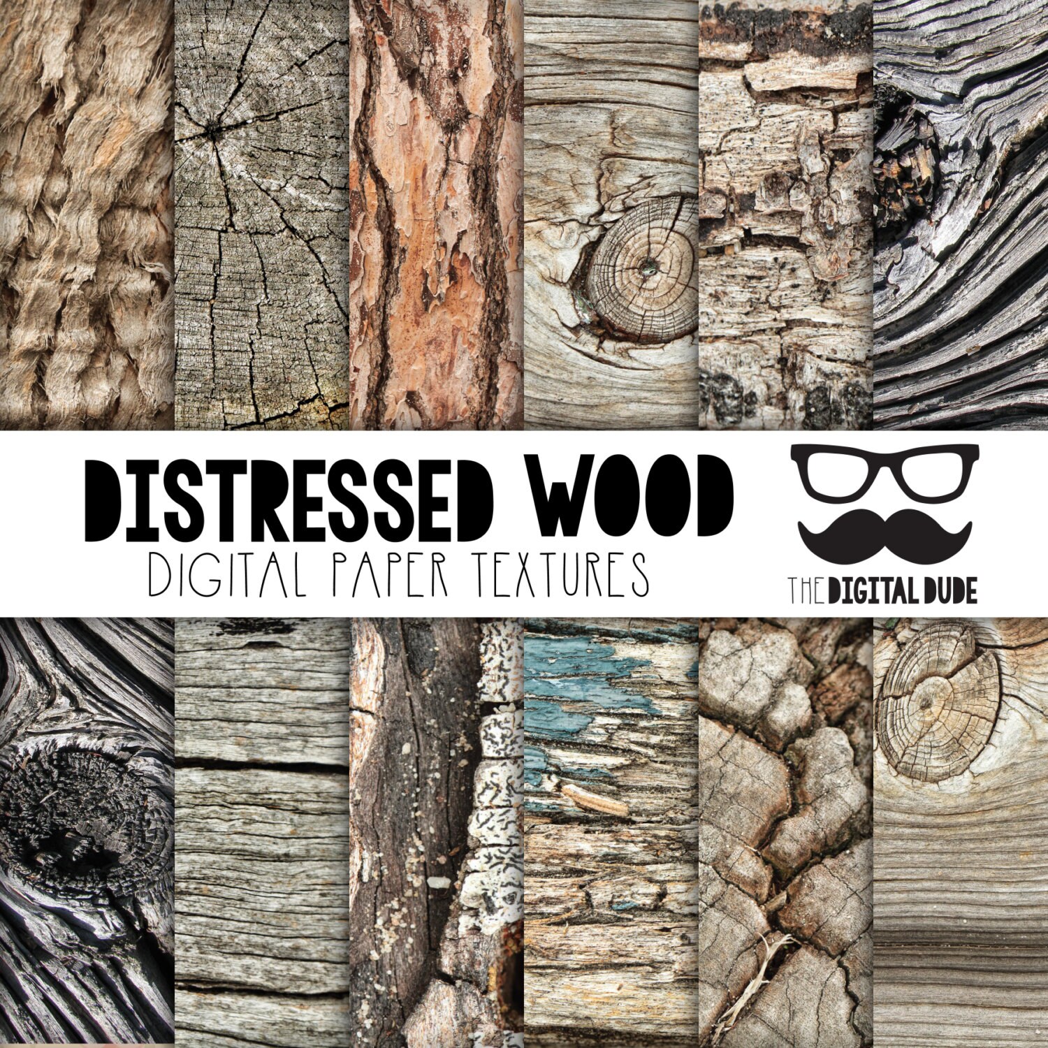 Distressed Wood, Printable Scrapbook Paper Set, Distressed Wood Grain ...