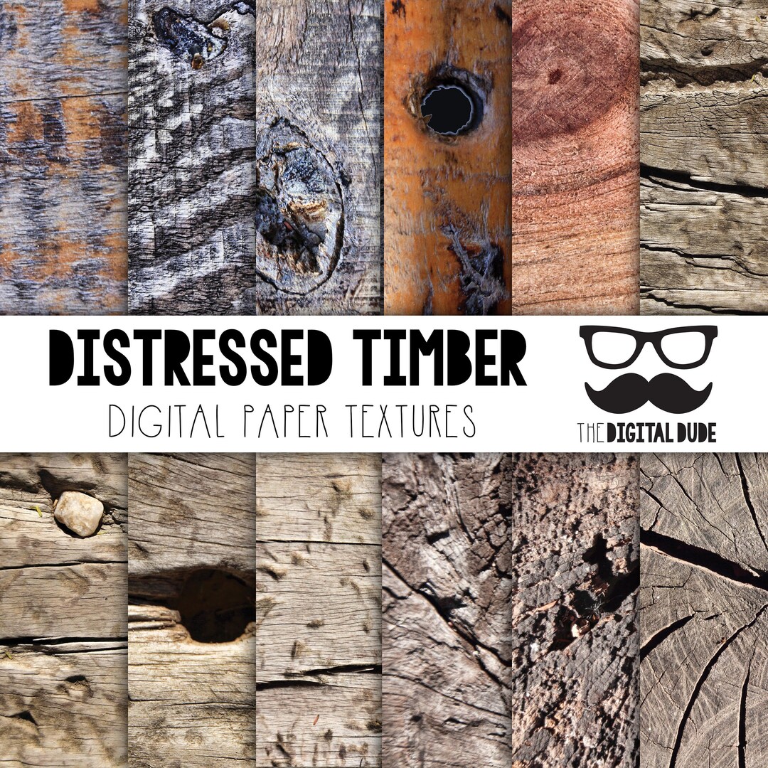 Distressed Timber, Printable Scrapbook Paper Set, Premium Digital Paper ...