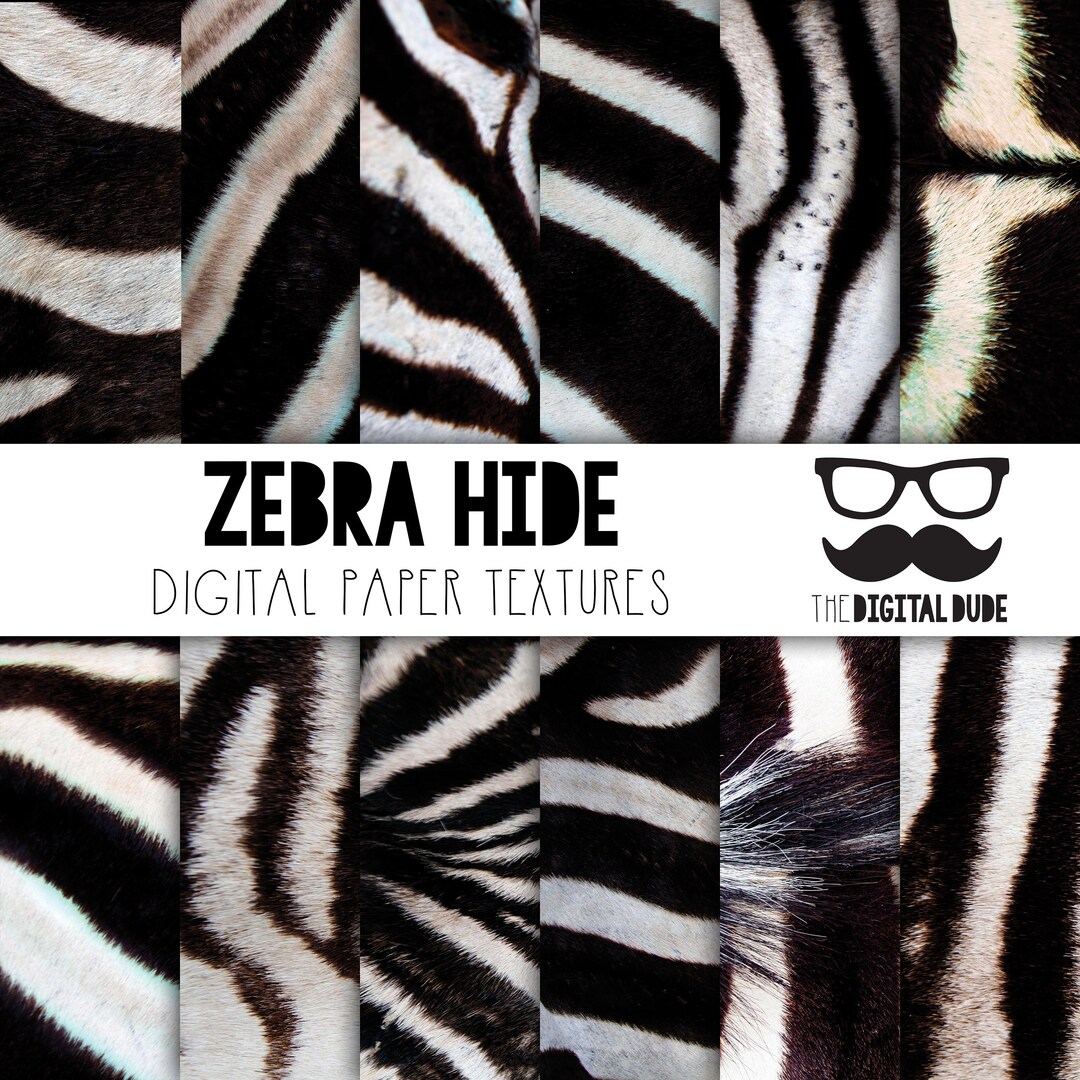 Zebra Premium Digital Paper, Printable Scrapbook Paper Set, Zebra Skin ...