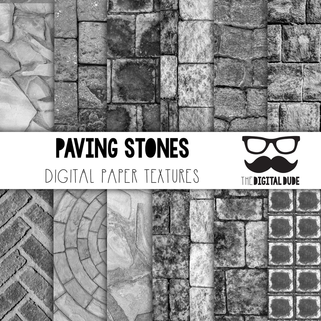 Paving Stones, Black and White, Premium Digital Paper, Printable ...