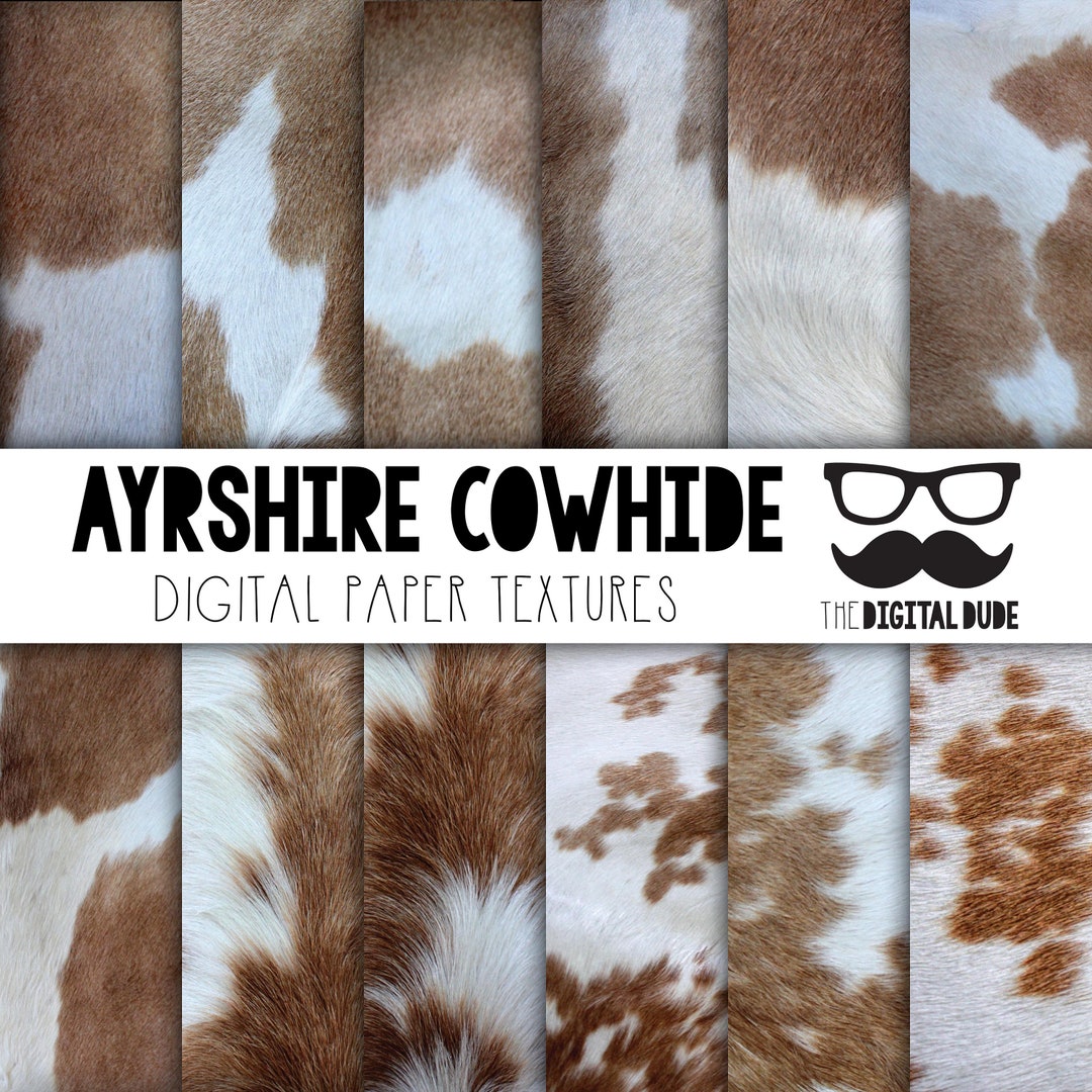 Ayrshire Cowhide, Premium Digital Paper, Printable Scrapbook Paper Set ...