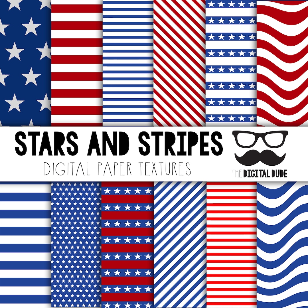 Stars & Stripes, Premium Digital Paper, Printable Scrapbook Paper Set ...