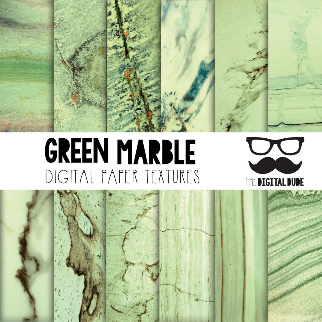 Green Marble Premium Digital Paper, Printable Scrapbook Paper Set ...