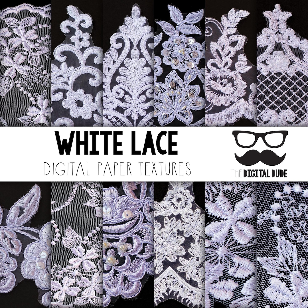 White Lace Premium Digital Paper, Printable Scrapbook Paper Set, White ...