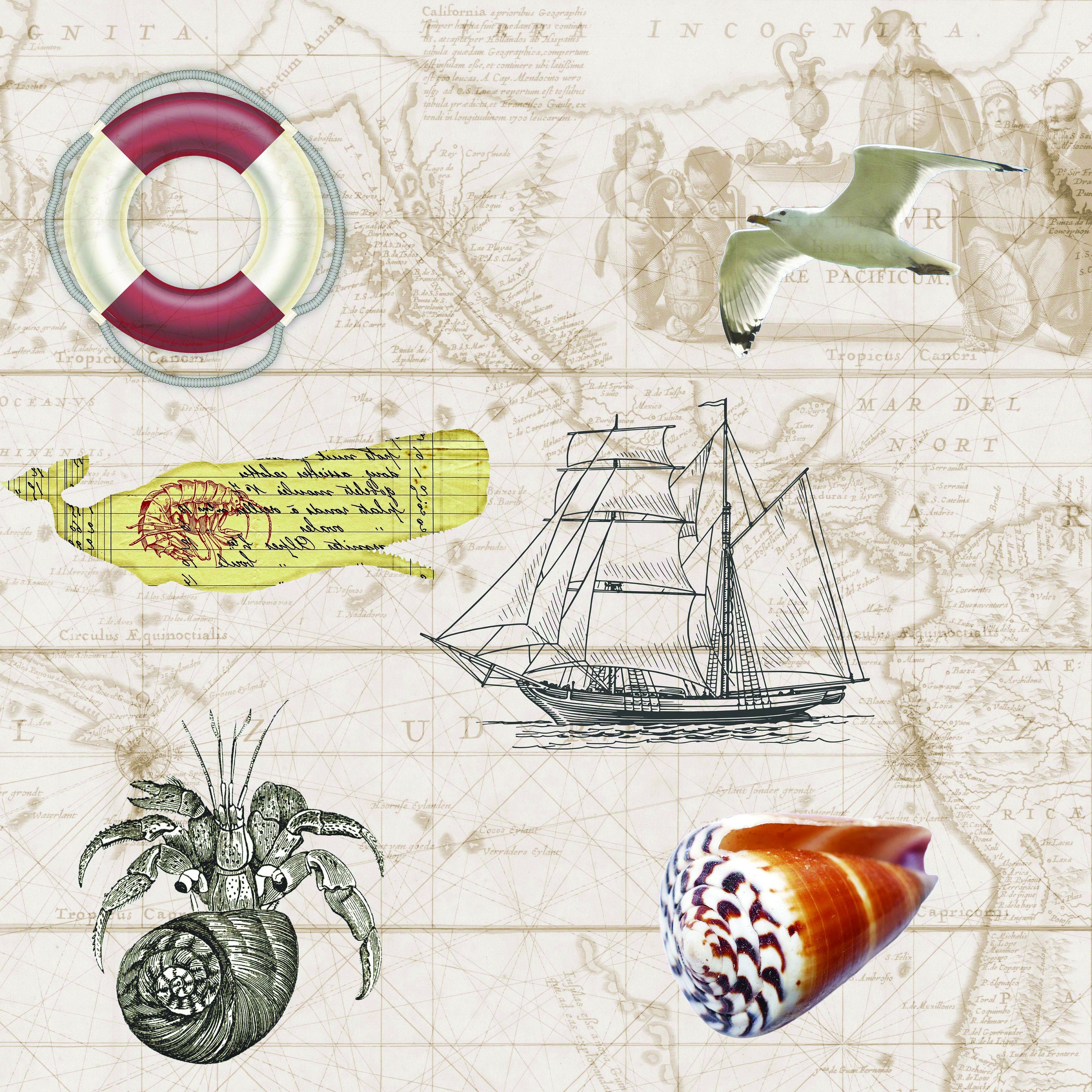 Nautical Maps Digital Paper: Vintage Sea Charts, Scrapbook Paper ...