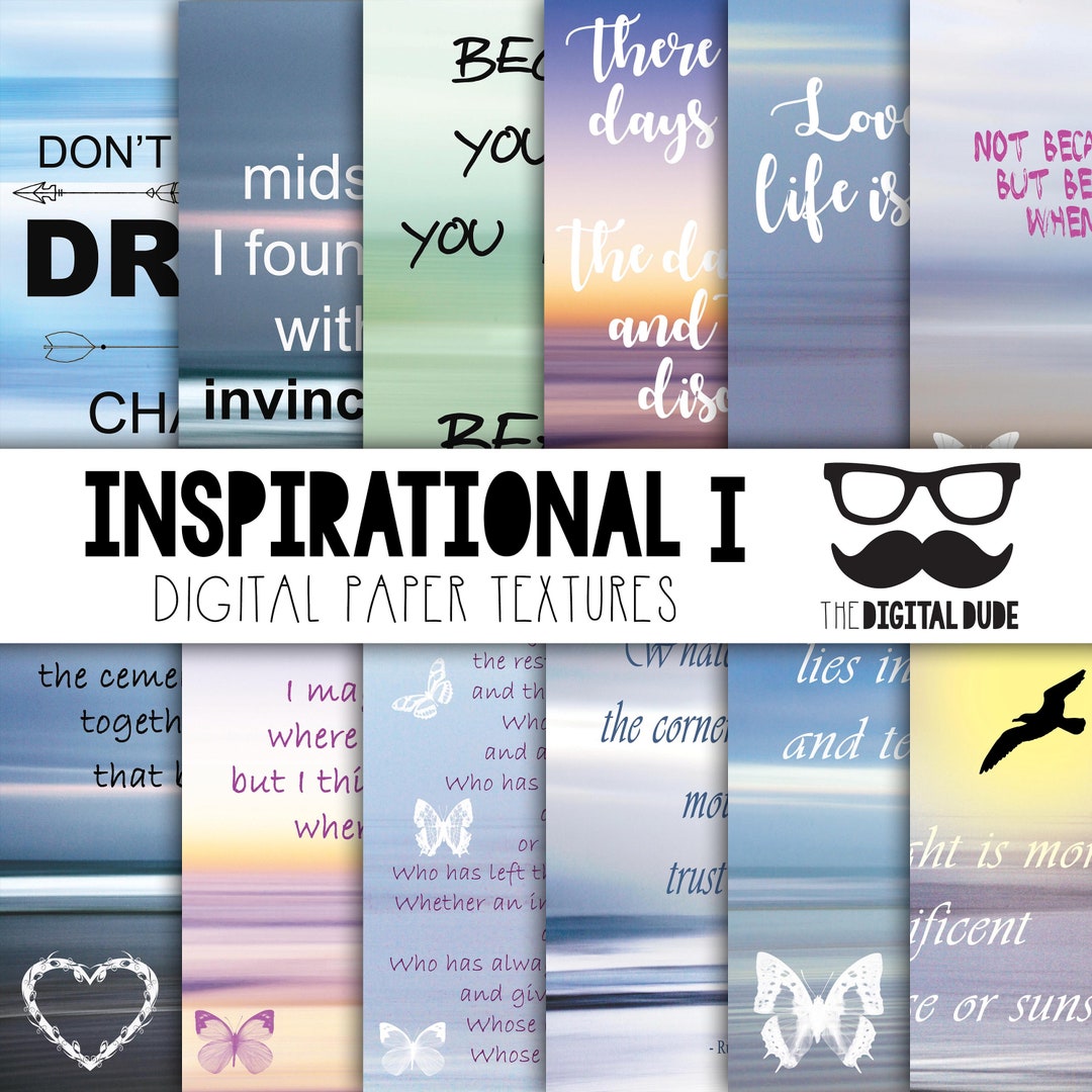 Inspirational Quotes , Premium Digital Paper, Printable Scrapbook Paper ...