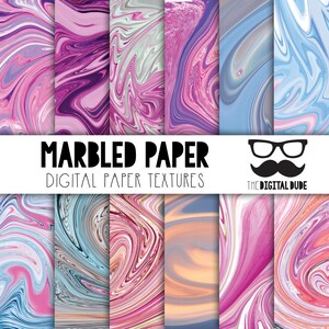 Marbled Paper, Premium Digital Paper, Printable Scrapbook Paper Set ...