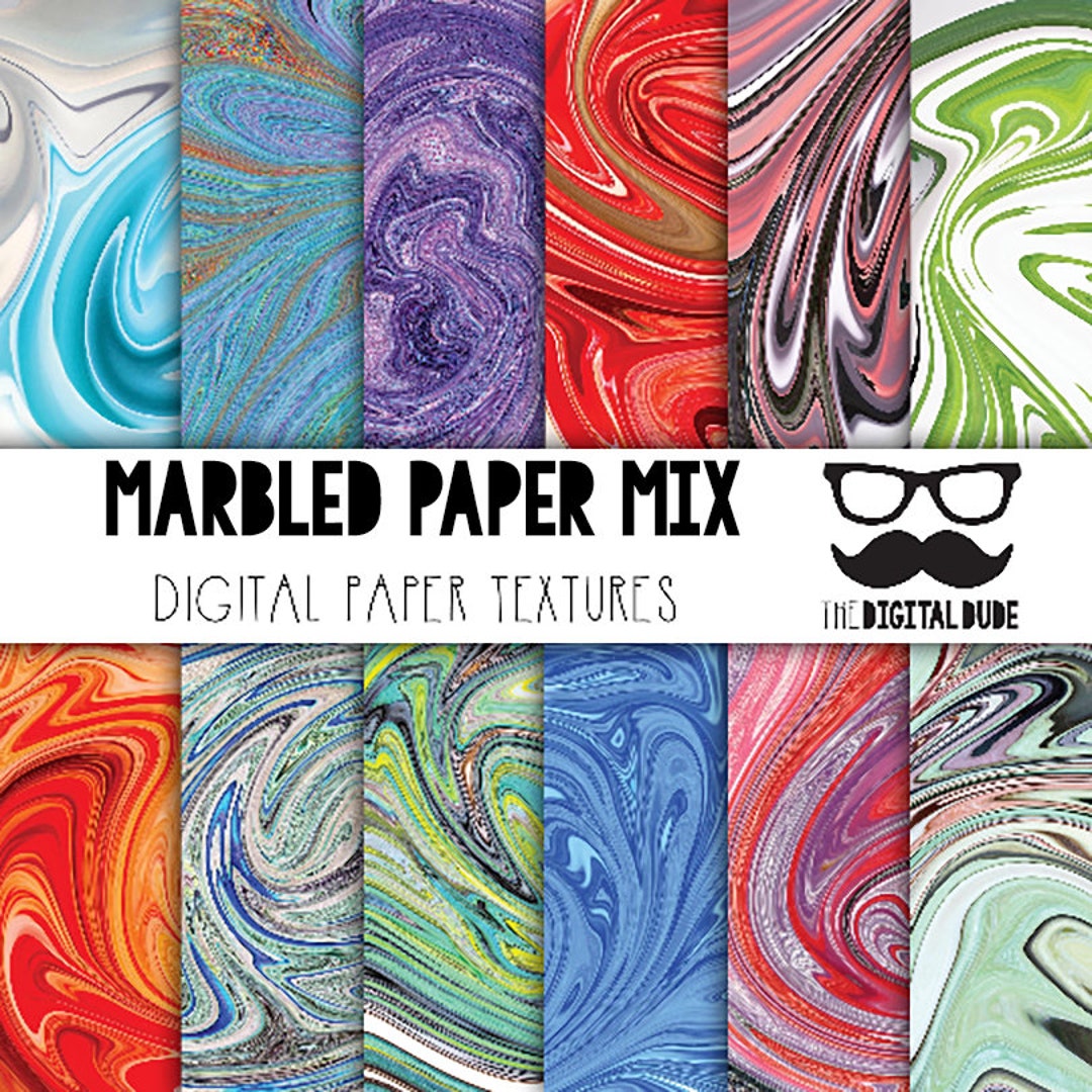 Marbled Paper Ix Premium Digital Paper, Printable Scrapbook Paper Set ...