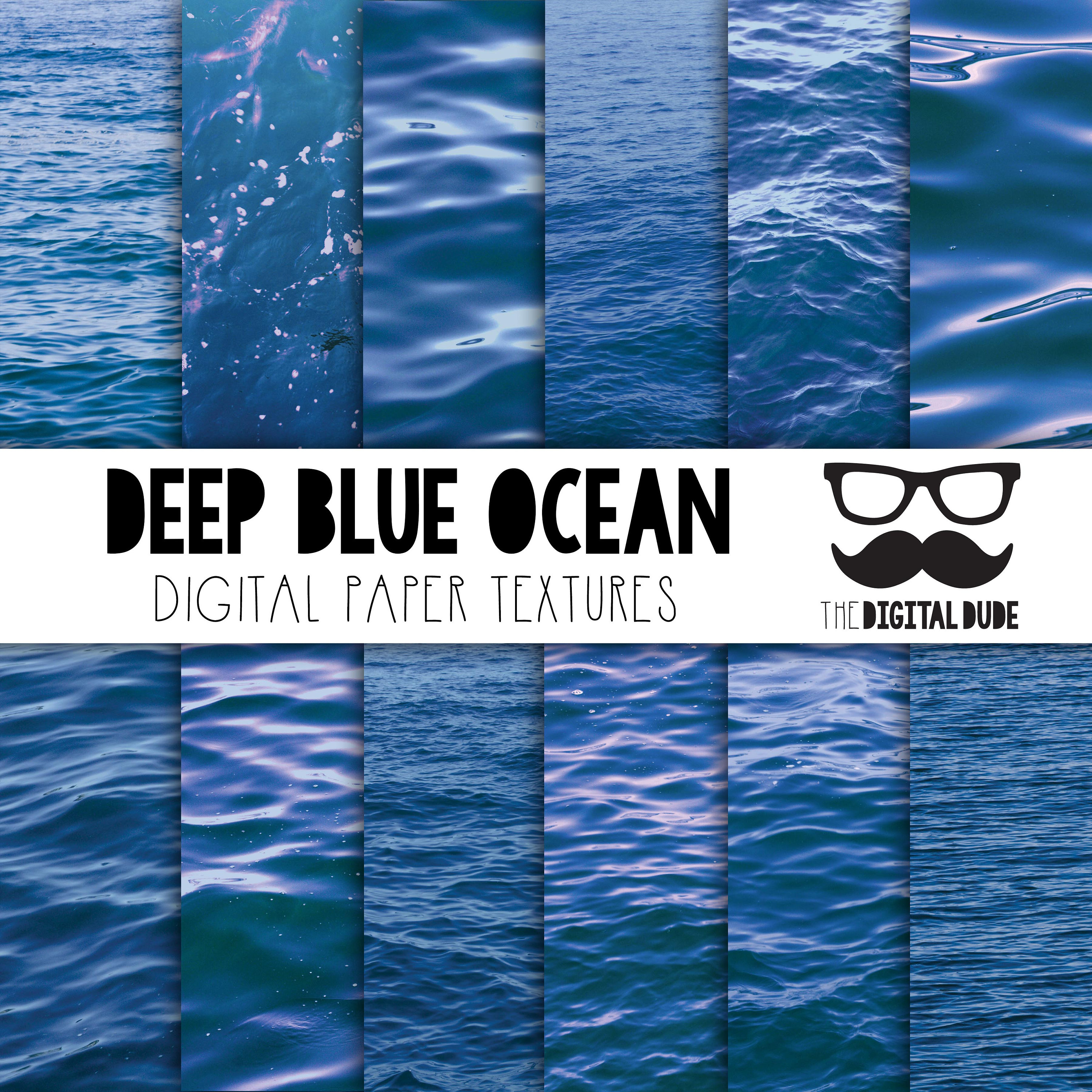 Deep Blue Ocean, Premium Digital Paper, Printable Scrapbook Paper Set ...