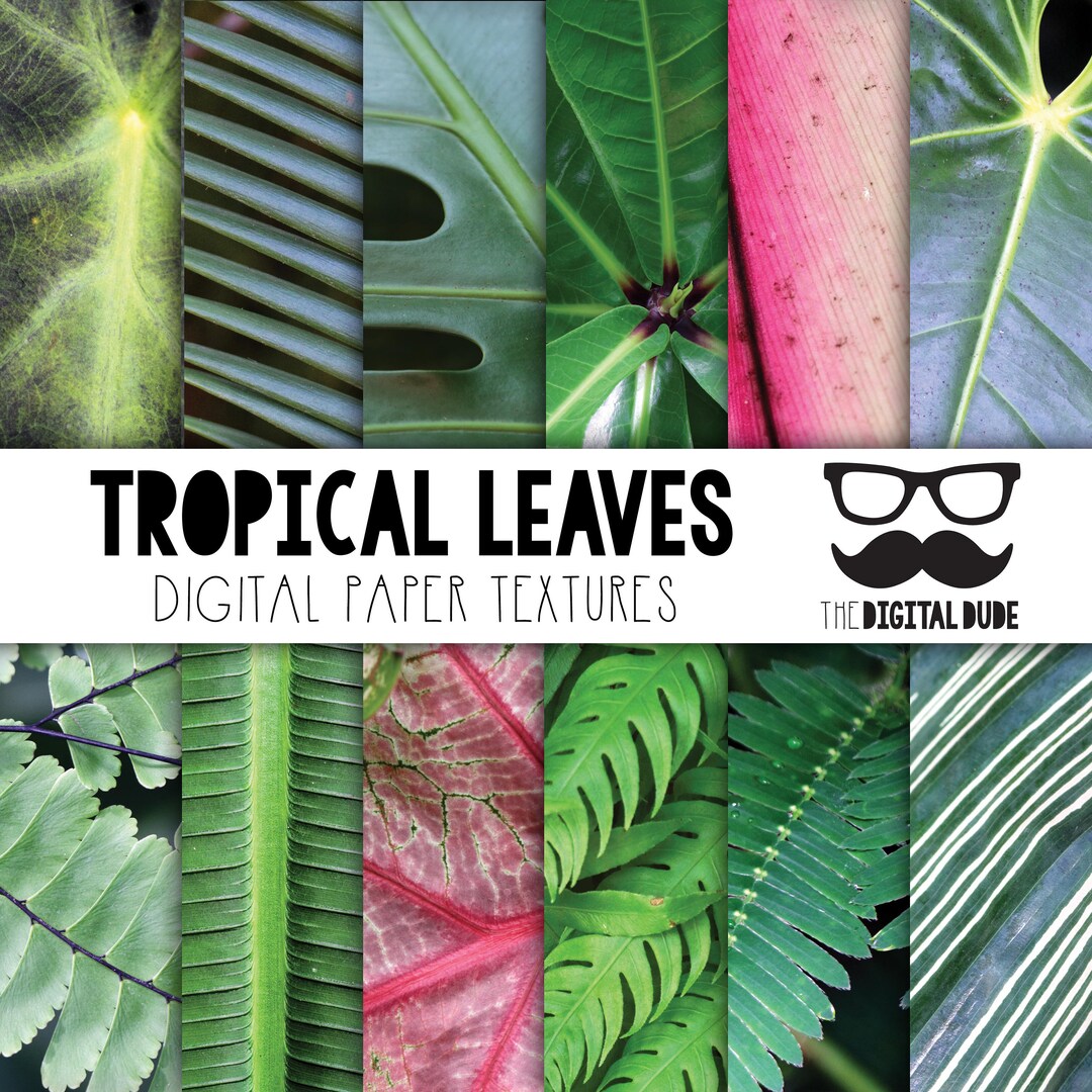 Tropical Leaves, Premium Digital Paper, Printable Scrapbook Paper Set ...
