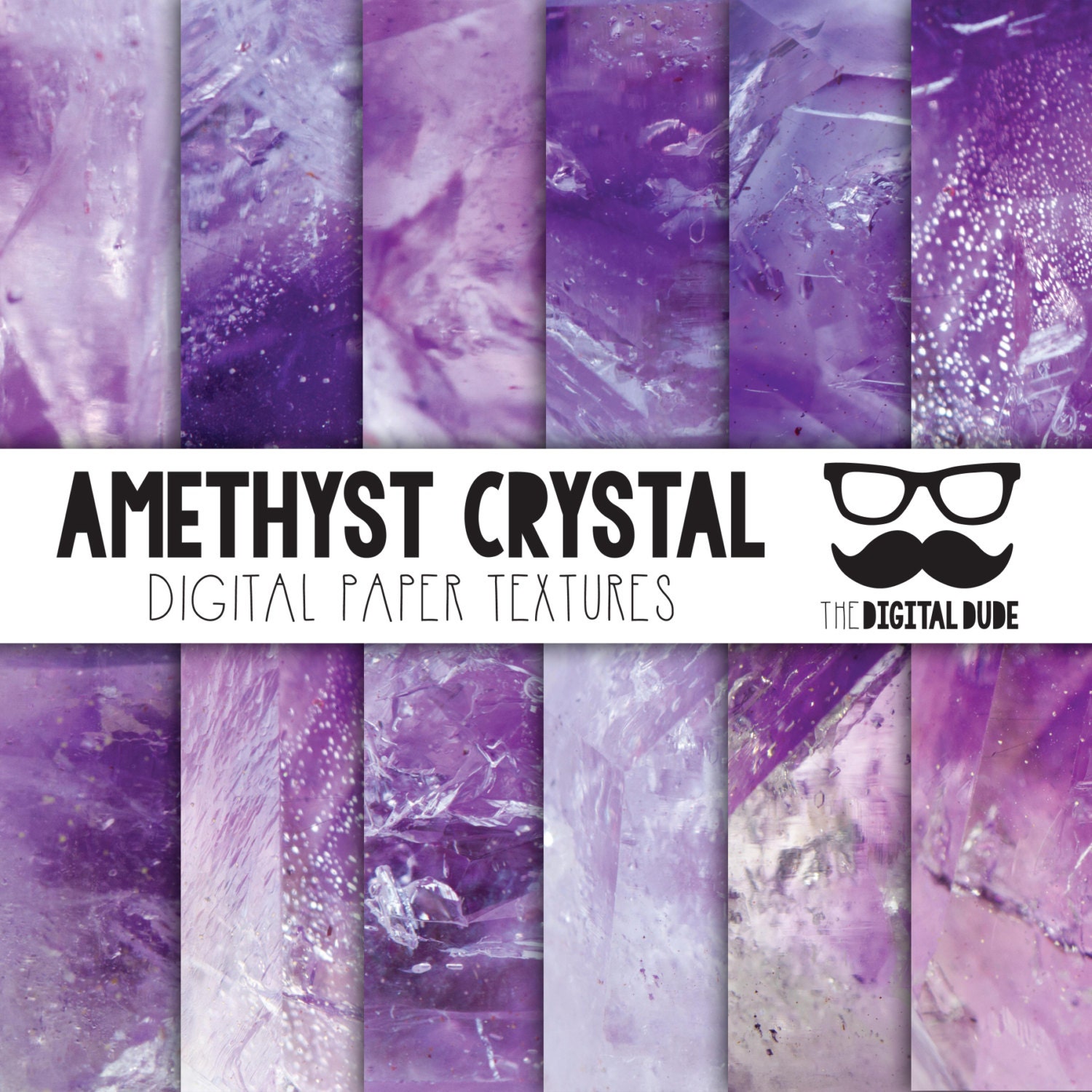 Amethyst Crystal, Premium Digital Paper, Printable Scrapbook Paper Set ...