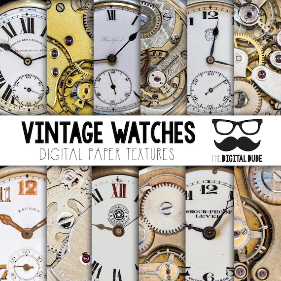 Vintage Watches Premium Digital Paper Printable Scrapbook - Etsy