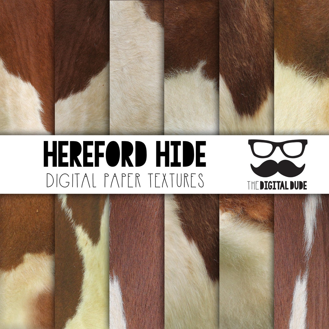 Hereford Cowhide Premium Digital Paper, Printable Scrapbook Paper Set ...