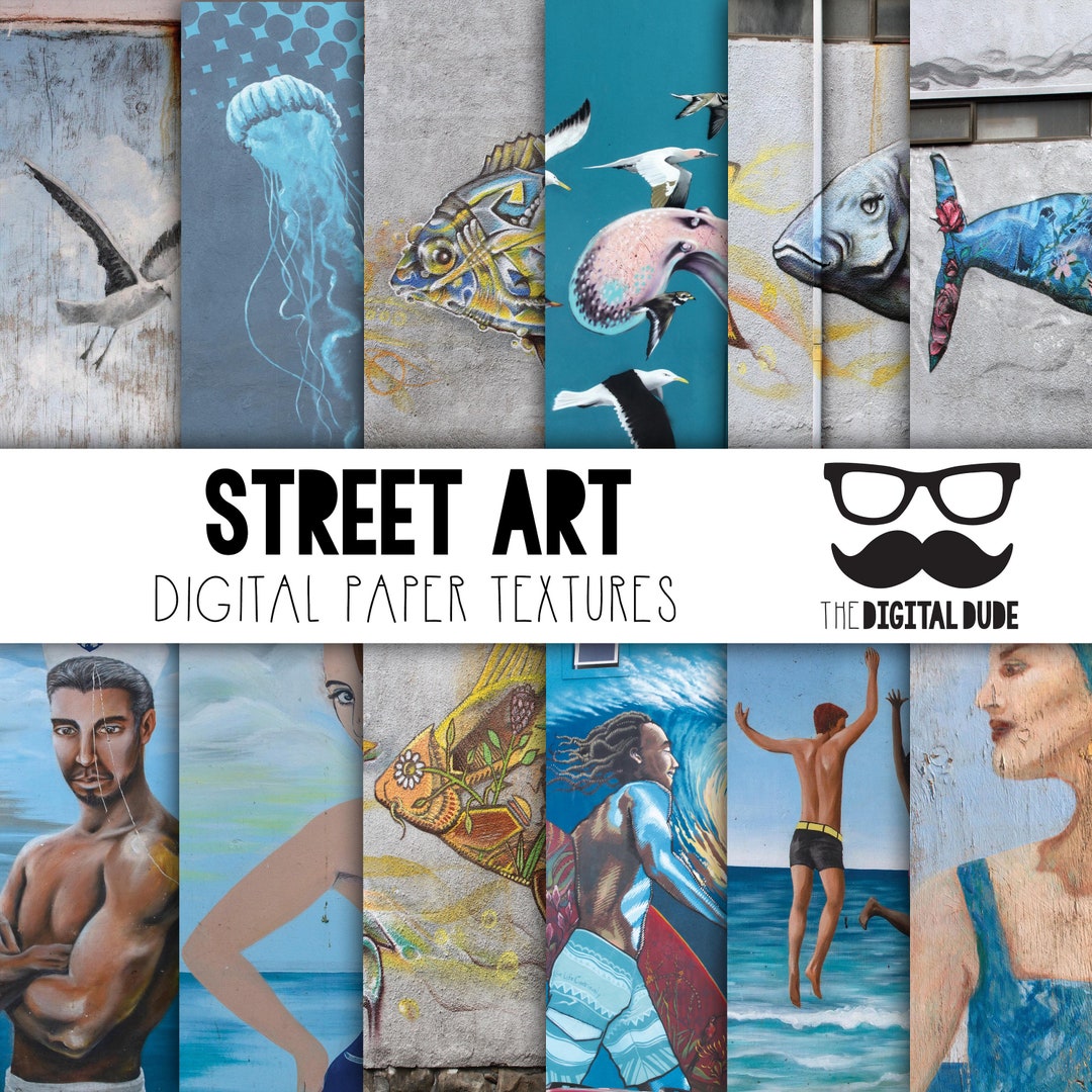 Street Art Premium Digital Paper, Printable Scrapbook Paper Set, Street ...