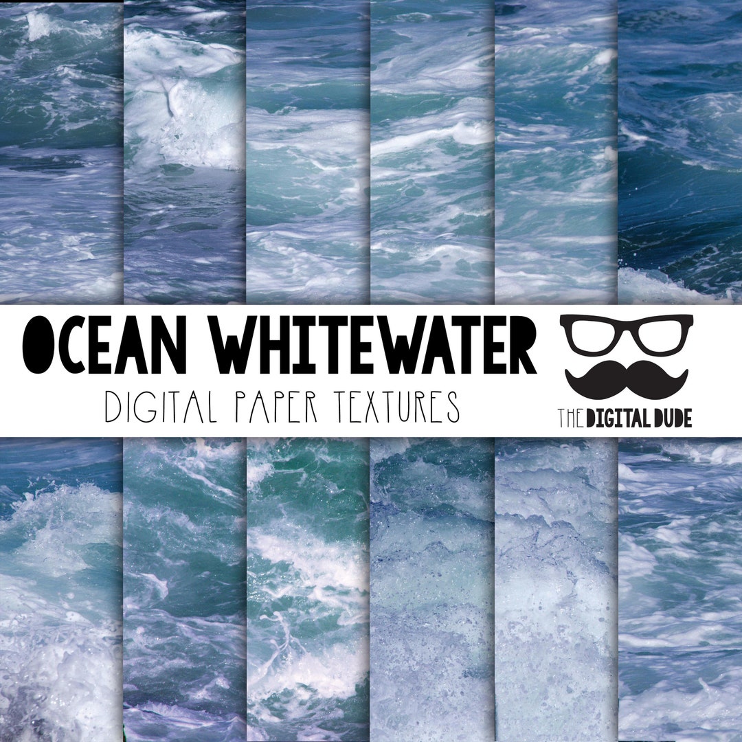 Ocean Whitewater, Premium Digital Paper, Printable Scrapbook Paper Set ...