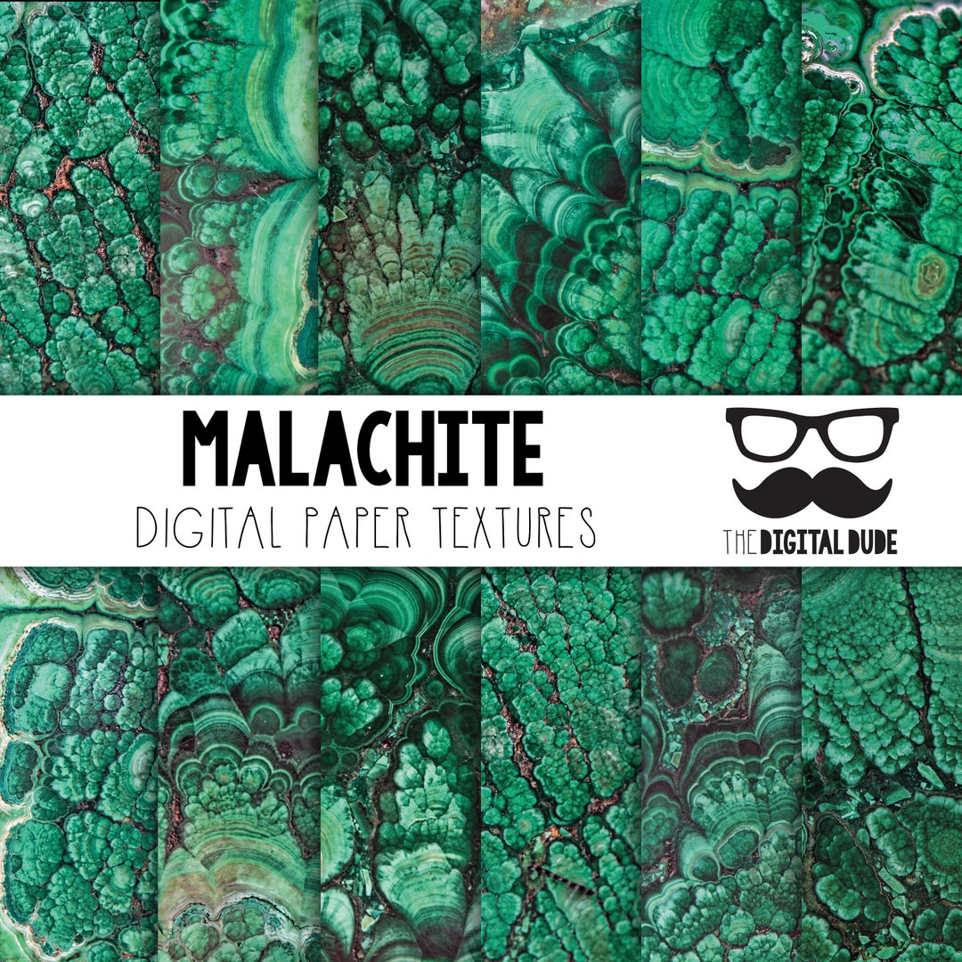 Malachite, Premium Digital Paper, Printable Scrapbook Paper Set ...