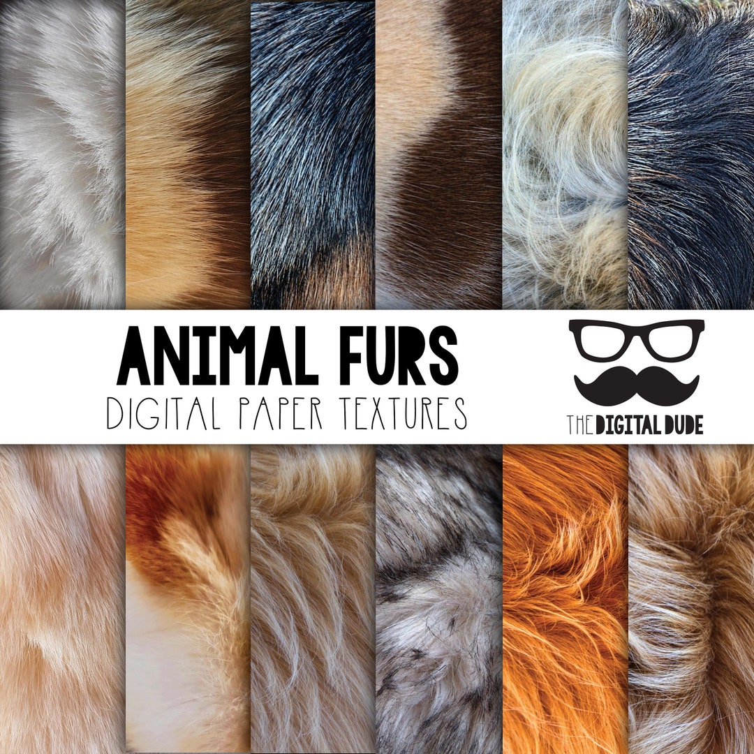 Live Animal Furs Premium Digital Paper, Printable Scrapbook Paper Set ...