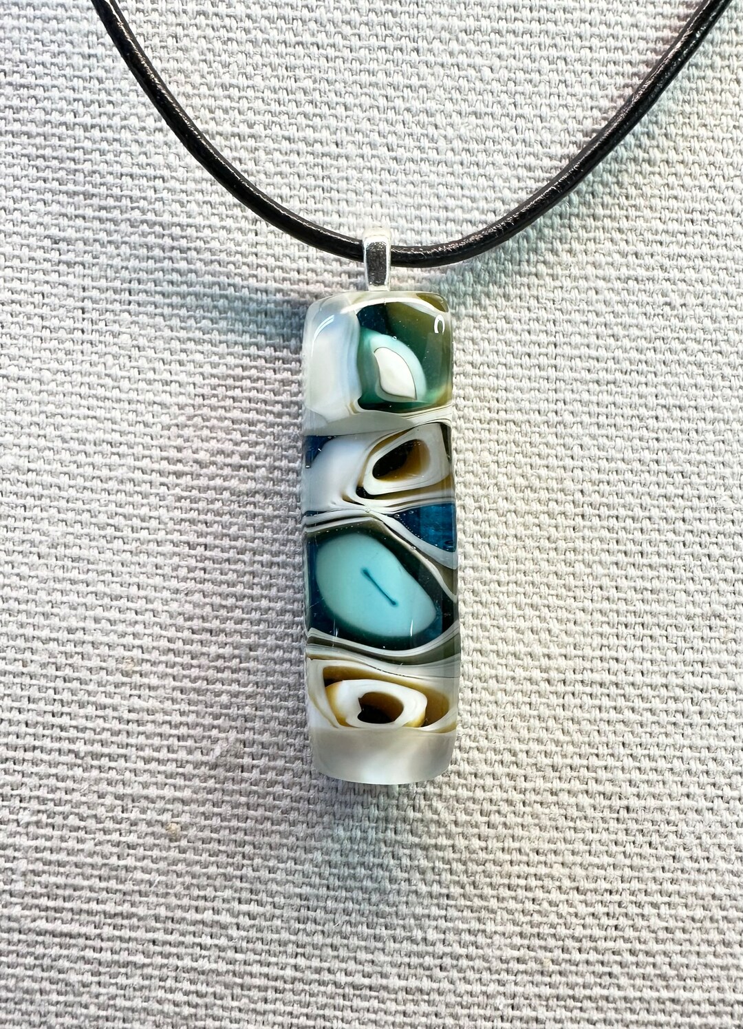 Fused Glass, Bar Pendant, Rectangle, Millefiori, Murrini, Mid Century ...