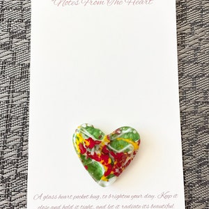Pocket Heart Cards, Glass Heart, Red, Yellow, White, Blue, Green ...
