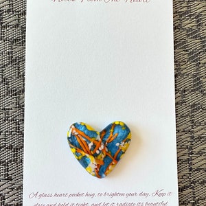 Pocket Heart Cards, Glass Heart, Red, Yellow, White, Blue, Green ...