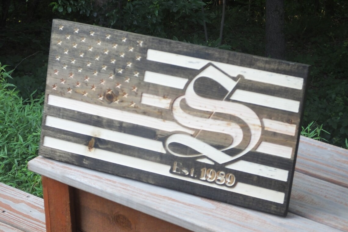 CNC Carved USA Flag Wooden American Flag USA Flag Rustic - Etsy