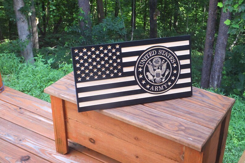 CNC Carved USA Flag Wooden American Flag USA Flag Rustic - Etsy