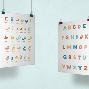 Arabic and English Alphabet Poster Set | Arabic Letters Print ...