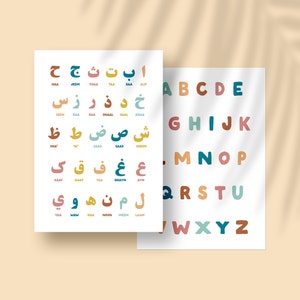 Arabic and English Alphabet Poster Set | Arabic Letters Print ...