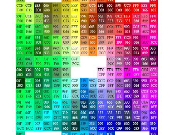 Printable Color Chart With Hex Values - Etsy