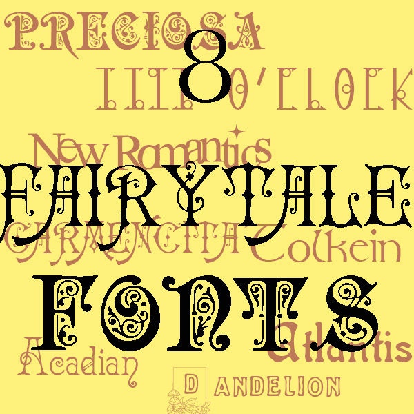 Fairytale Font Pack - 8 Fantasy Truetype Fonts - for Personal or ...