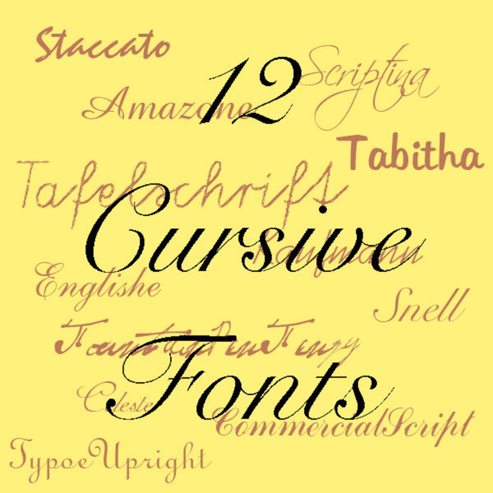Corsivo Font Pack 12 qualità TrueType Fonts per uso | Etsy Italia