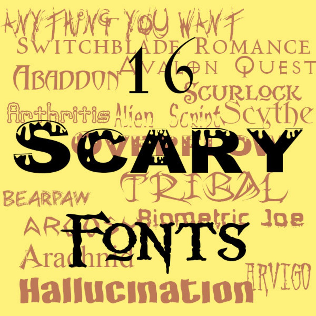 Scary Font Pack - 16 Spooky Truetype Fonts - for Personal or Commercial ...