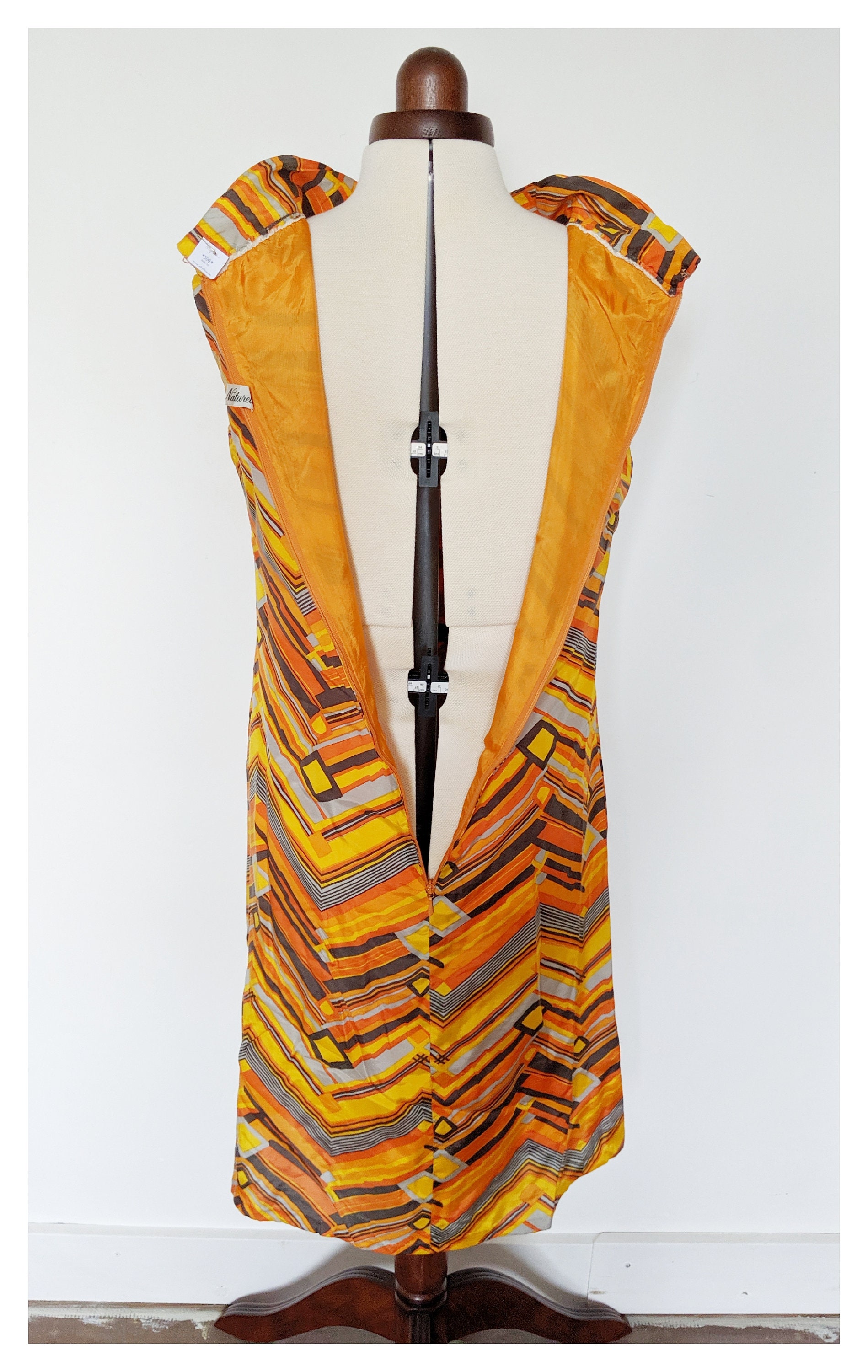 Vintage 60s Geometric Orange Yellow Silk Dress Sixties 60s - Etsy