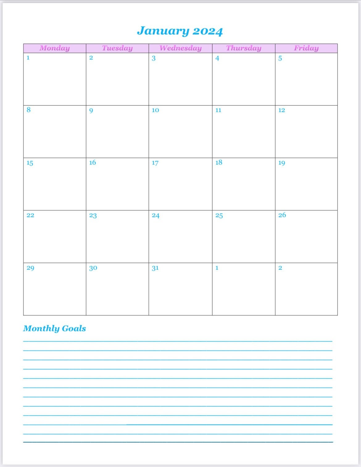 2024 Work Calendar - Etsy