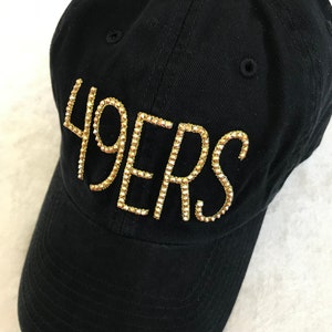 SAN FRANCISCO SF 49ers Women's Bling Black Gold Hand Jeweled With ...