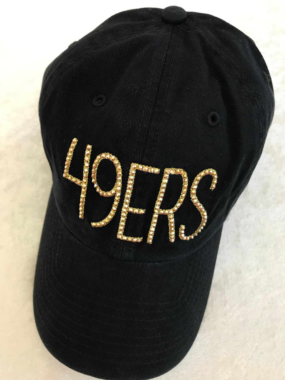 SAN FRANCISCO SF 49ers Women's Bling Black Gold Hand Jeweled With ...