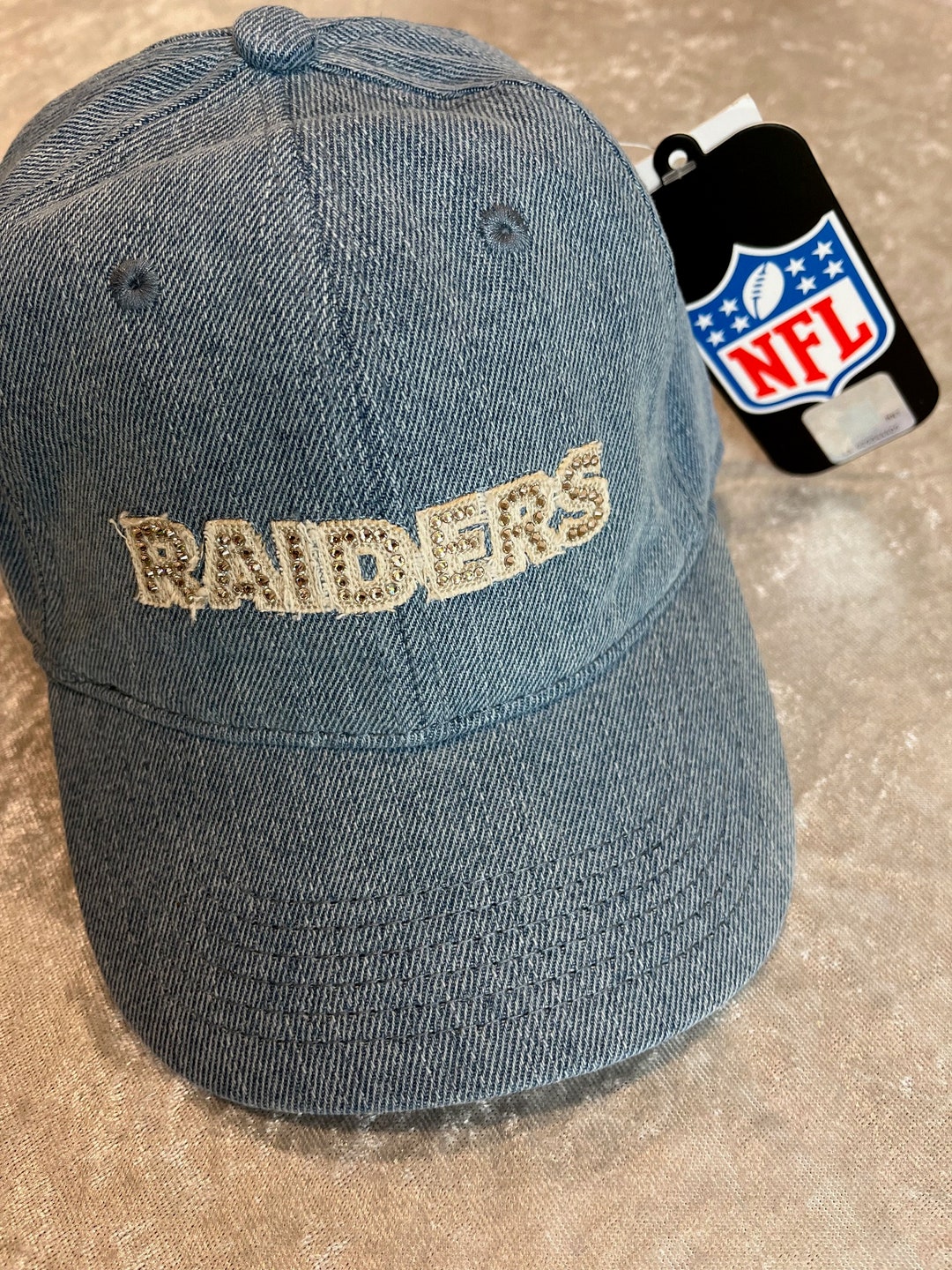 Las Vegas RAIDERS Blue Hat Distressed Script and Side Primary Logo Hand ...
