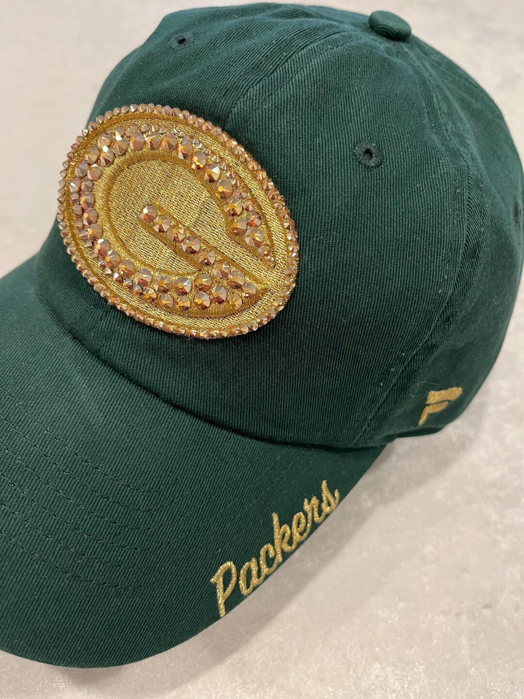 Green Bay Packers Bling Hat RARE Last One Hand Jeweled With Gold ...