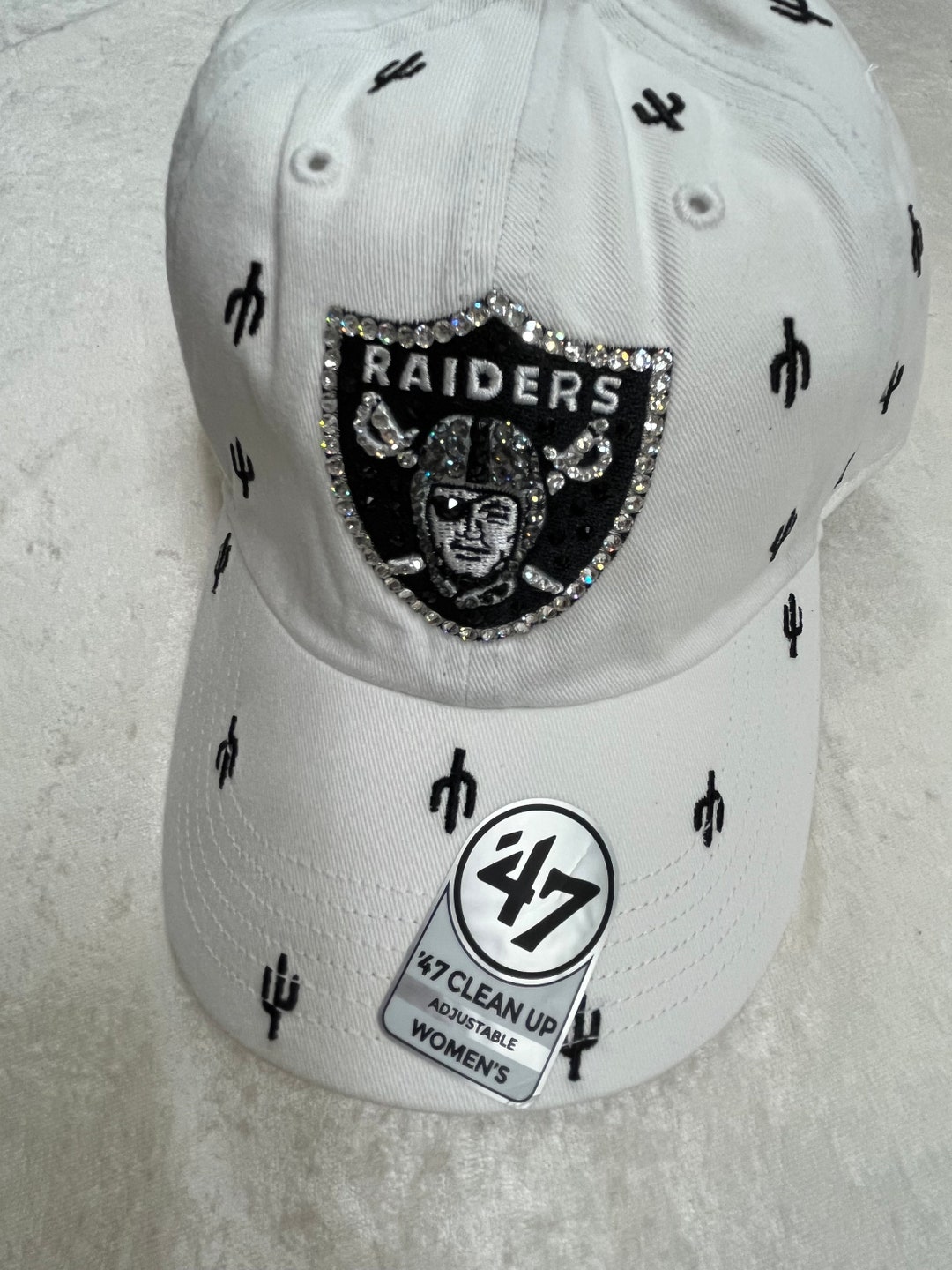 Las Vegas RAIDERS Women's Bling Hat White Confetti Cap Hand Jeweled ...