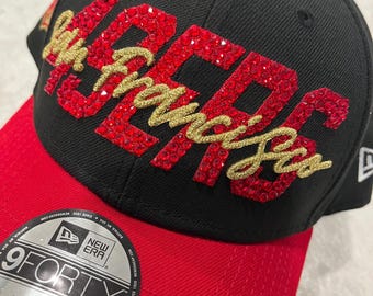 San Francisco 49ers Leopard Hat Hand Jeweled With SWAROVSWI Gold/ivory ...