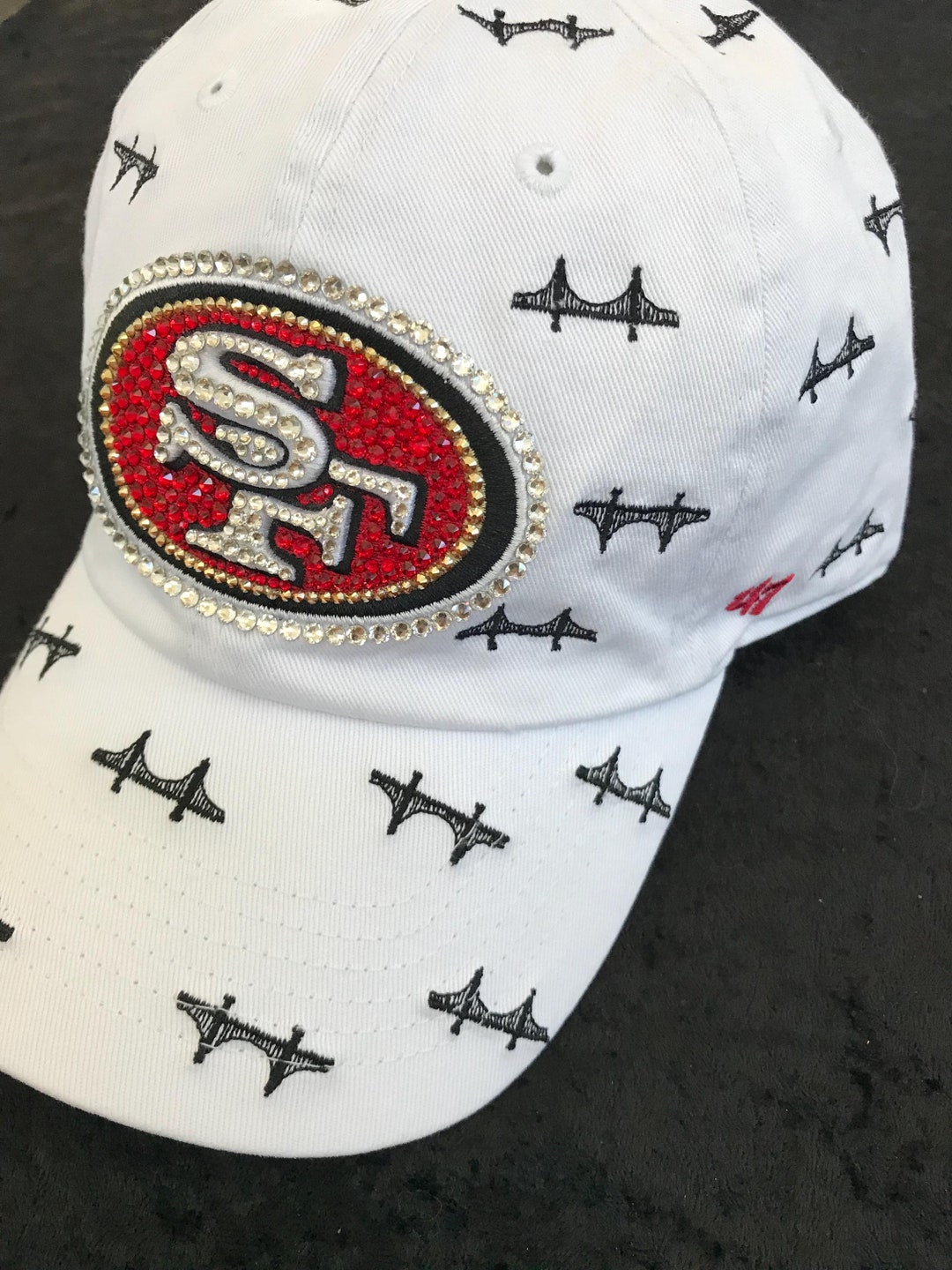 San Francisco 49ers White SF Bling Hat Hand Jeweled With Swarovski ...