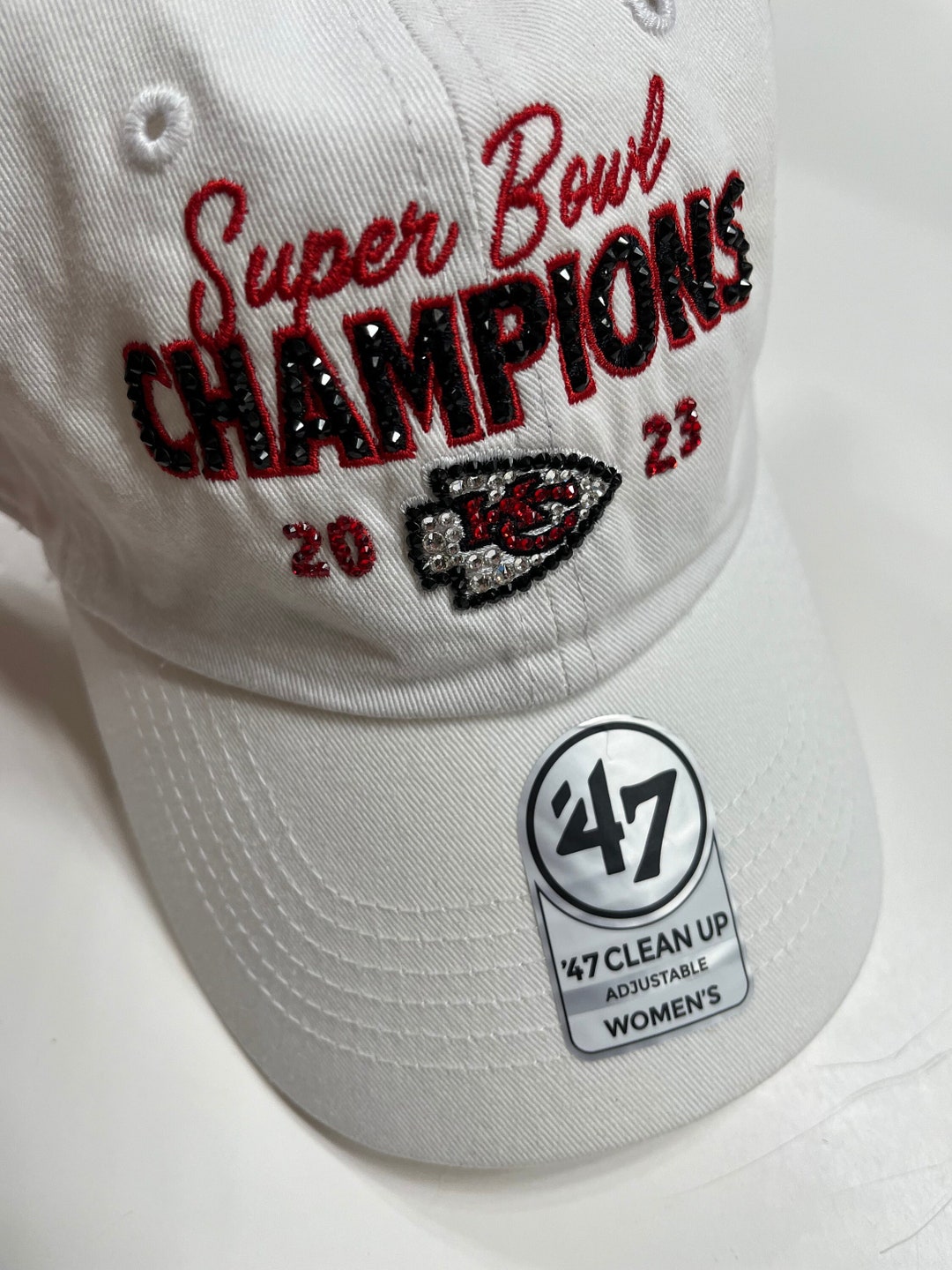 Kansas City Chiefs White Super Bowl Bling Hat Hand Jeweled With ...