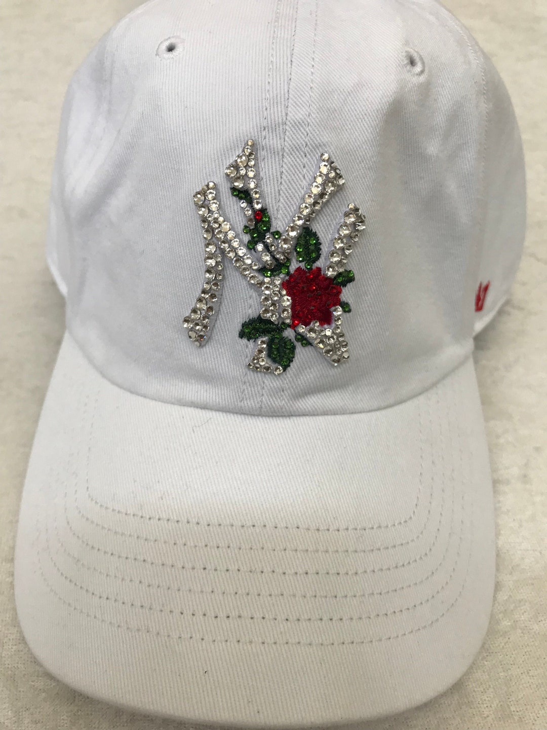 NY Yankees White Bling Hat Hand Jeweled 200+ SWAROVSKI Crystals Amazing ...