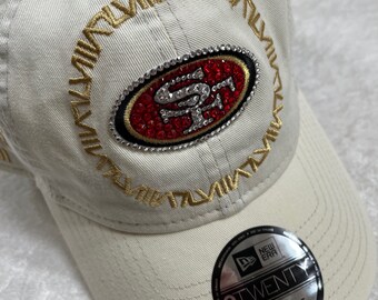 San Francisco 49ers Leopard Hat Hand Jeweled With SWAROVSWI Gold/ivory ...