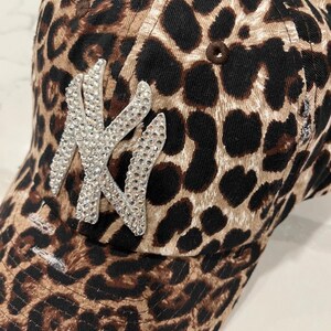 New York Bling Leopard Distressed Hat: Hand-jeweled NY SWAROVSKI ...