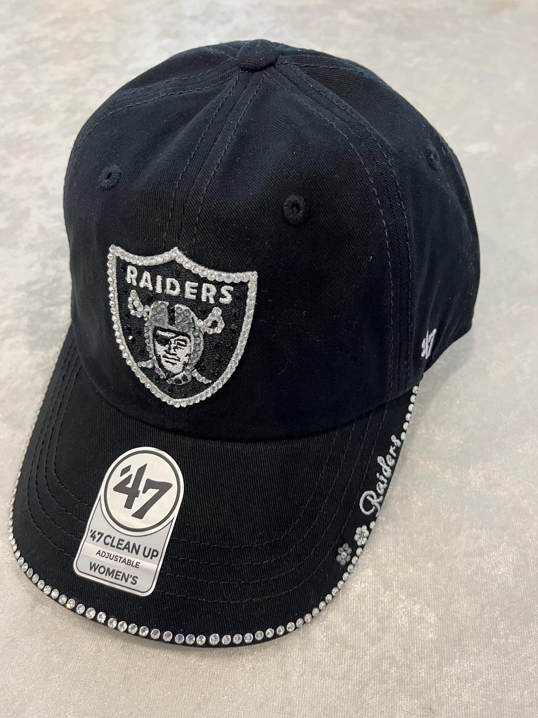 Las Vegas RAIDERS Black Bling Hat: Hand-jeweled SWAROVSKI Crystals Logo ...