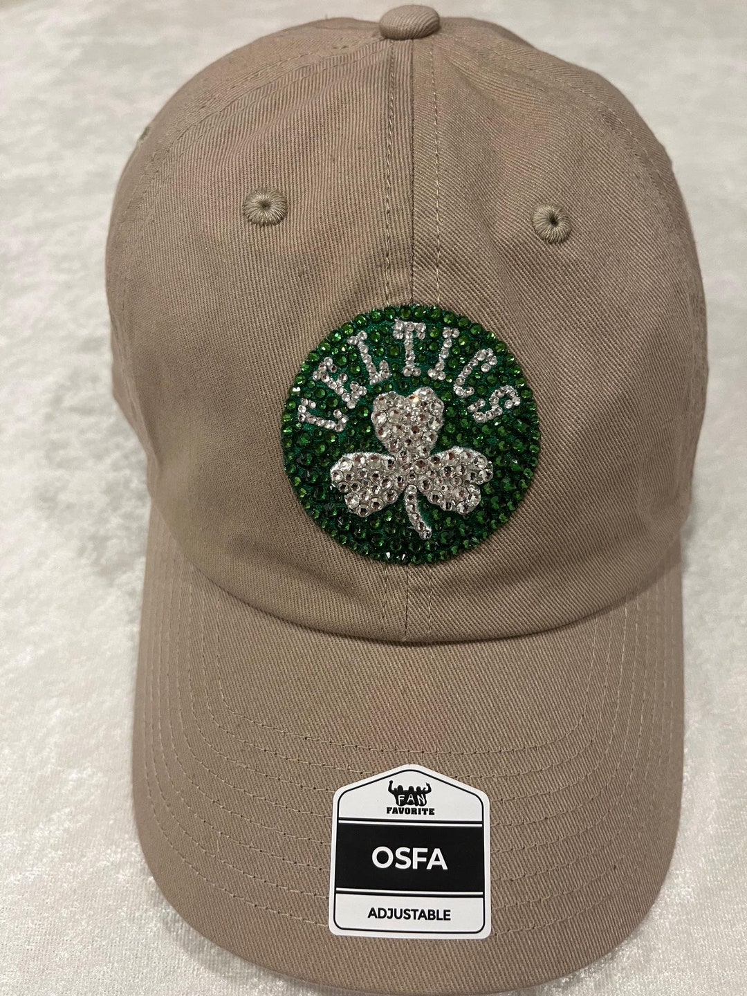 Boston Celtics Khaki Bling Hat Hand Jeweled With Swarovski Crystals ...