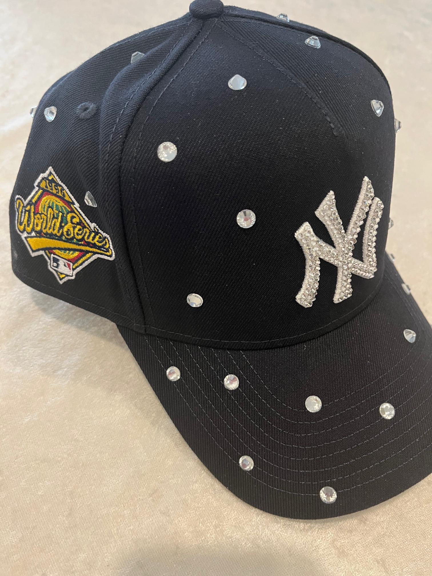 New York Yankees Black Bling Hat: Hand-jeweled NY SWAROVSKI Crystal ...