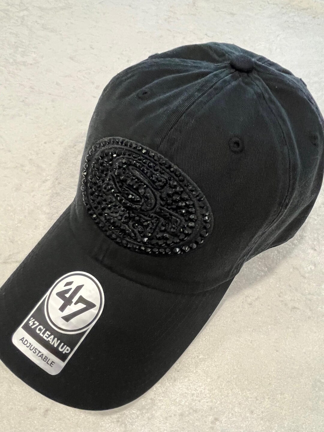 SF 49ers Black Bling Hat: Hand-jeweled Swarovski Crystal Rhinestone Cap ...