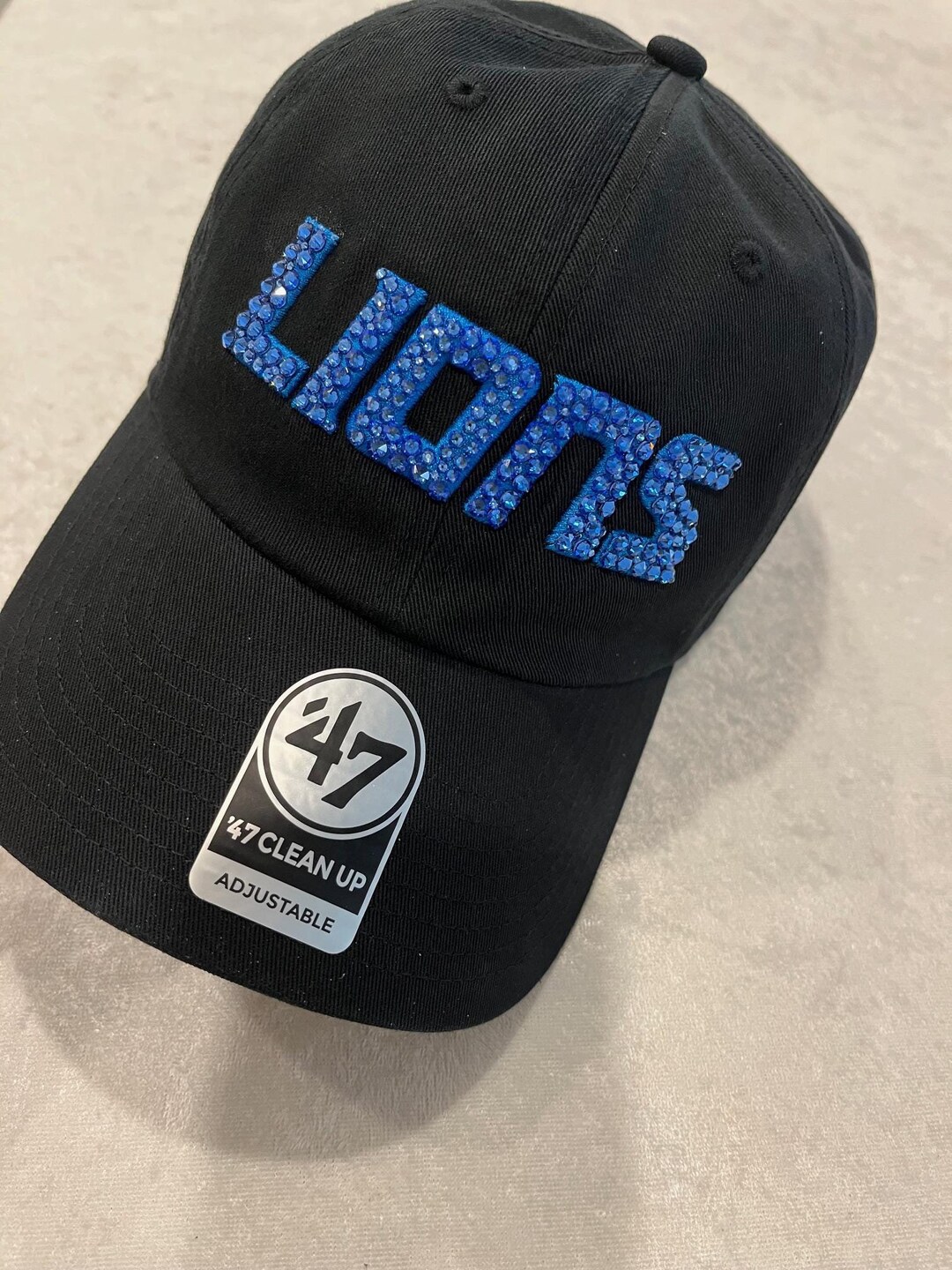 DETROIT LIONS Black Bling Hat: Hand-jeweled SWAROVSKI Sapphire Crystals ...